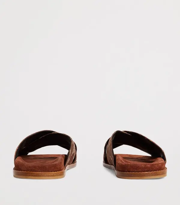 Eleventy Embroidered Crossover Slides - Beige