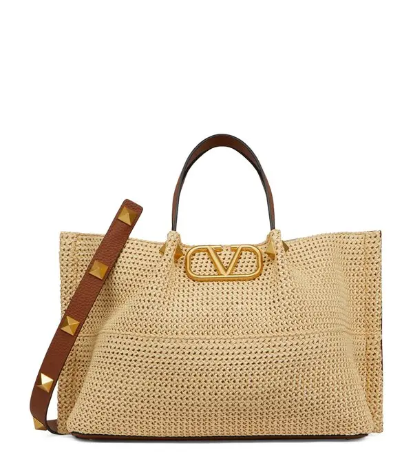 Valentino Garavani Vlogo Signature Medium Tote Bag - Beige