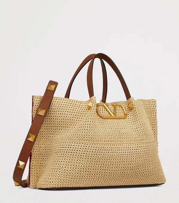 Valentino Garavani Vlogo Signature Medium Tote Bag - Beige