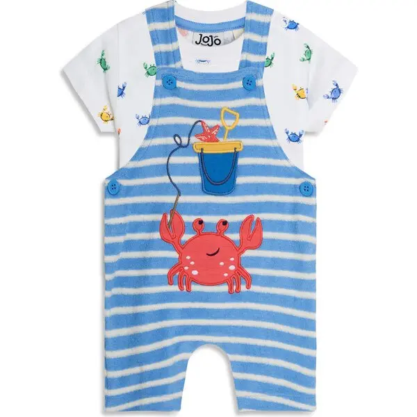 JOJO MAMAN BEBE Crab Cotton T-shirt & Overalls Set - Blue