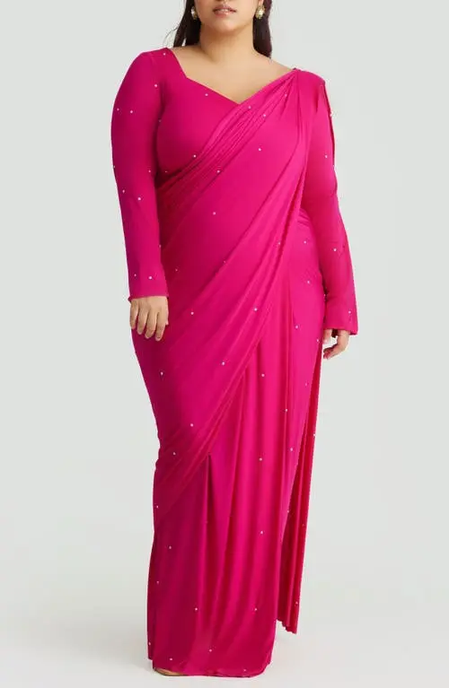 HOLICHIC Beaded Sari - Pink