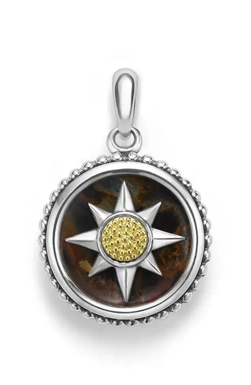 Lagos Anthem Small Pietersite Sunburst Amulet - Two-tone