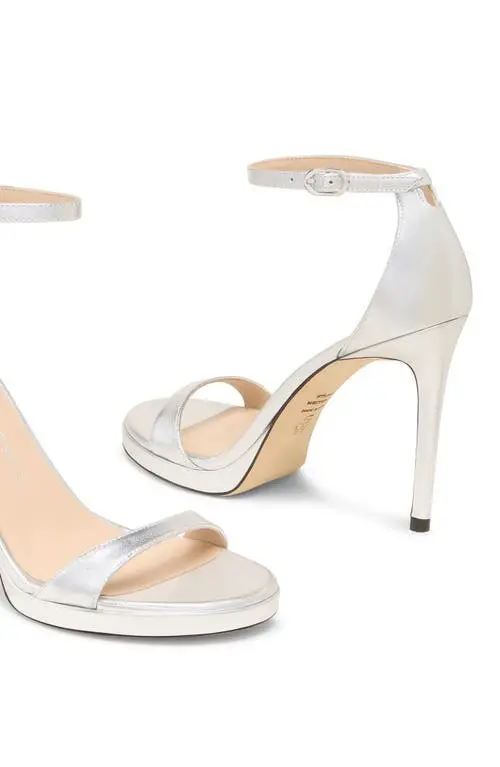 STUART WEITZMAN Nudist Platform Sandal - Silver