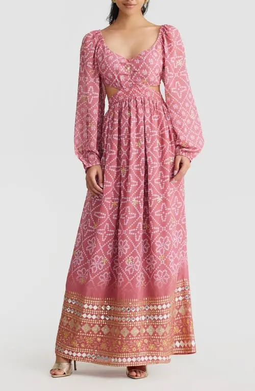 HOLICHIC Eden Beaded Bandhani Print Maxi Dress