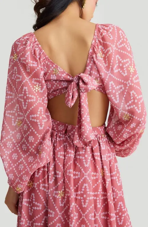 HOLICHIC Eden Beaded Bandhani Print Maxi Dress