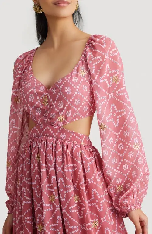 HOLICHIC Eden Beaded Bandhani Print Maxi Dress