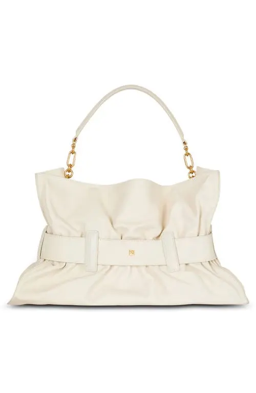 Balmain Anthem Leather Tote - Cream