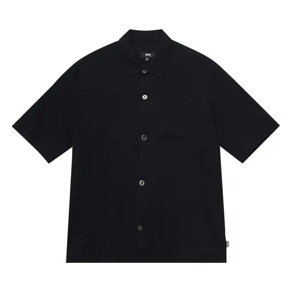 StÜssy Boxy Crinkled Shirt - Black