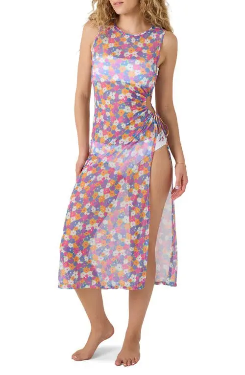 Roxy California Dreamin Ruched Keyhole Sheer Cover-up Sundress - Medium Lim