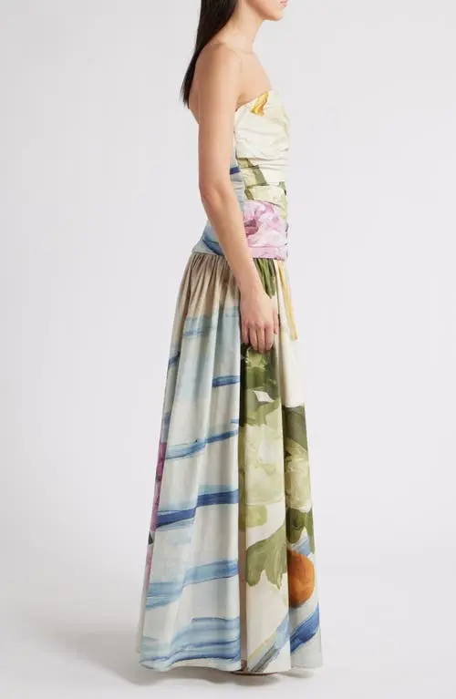 Acler Nershall Print Strapless Gown