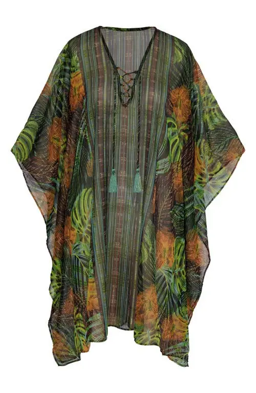 Miraclesuit Sunset Islet Metallic Chiffon Cover-up Caftan