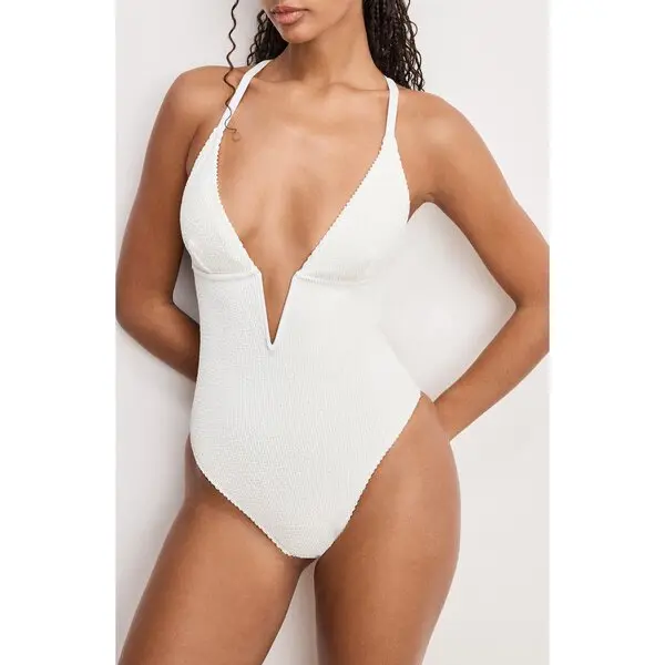 Good American Always Fits Plunge One-piece Swimsuit - Cloud White001