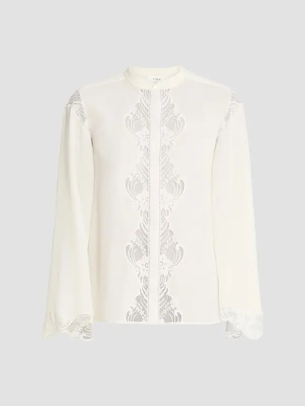 Chloé Lace-trimmed Silk Blouse
