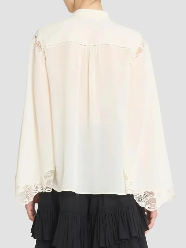 Chloé Lace-trimmed Silk Blouse