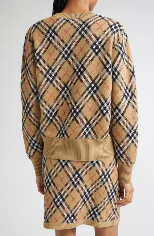 Burberry Check Wool Blend Sweater - Sand Ip Check