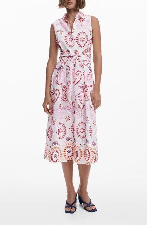 Desigual Embroidered Sleeveless Shirt Dress