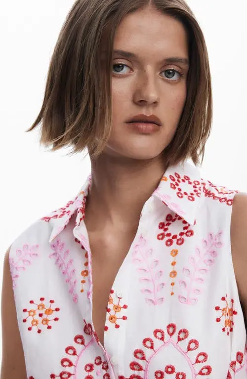 Desigual Embroidered Sleeveless Shirt Dress