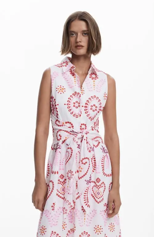 Desigual Embroidered Sleeveless Shirt Dress