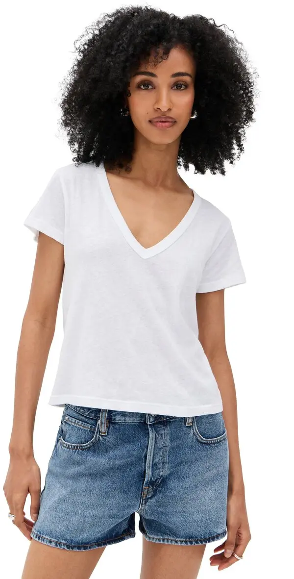 LESET Laura V-neck Tee - White