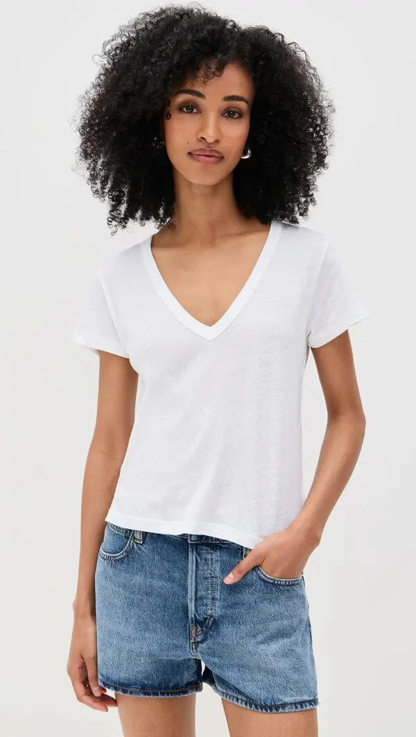 LESET Laura V-neck Tee - White
