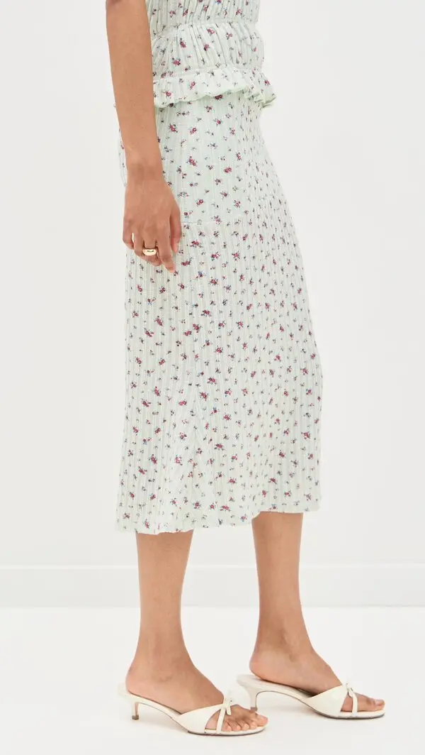 BAILEY ROSE Floral Print Ribbed Knit Skirt