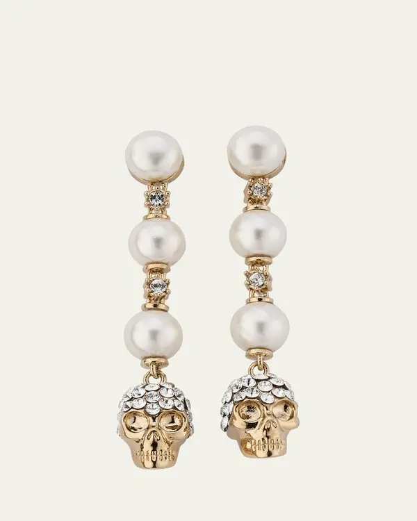 Alexander McQueen Skull Drop Earrings - Pearl