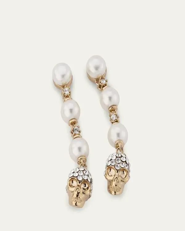 Alexander McQueen Skull Drop Earrings - Pearl