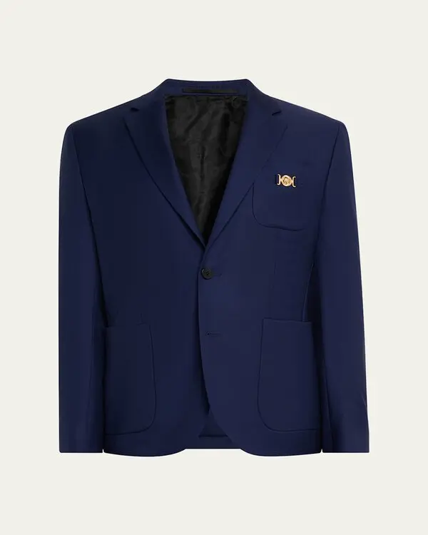 Versace Wool Single-breasted Blazer - Dkblue