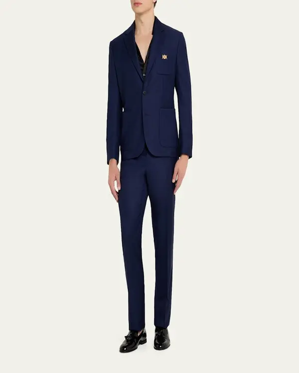 Versace Wool Single-breasted Blazer - Dkblue