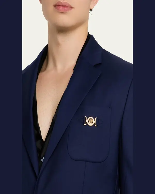 Versace Wool Single-breasted Blazer - Dkblue