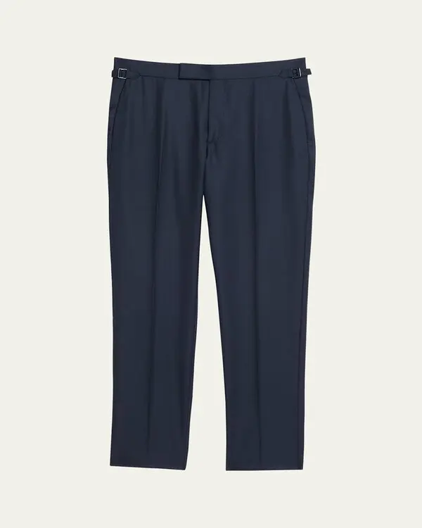 TOM FORD Wool Sharkskin Flat-front Pants