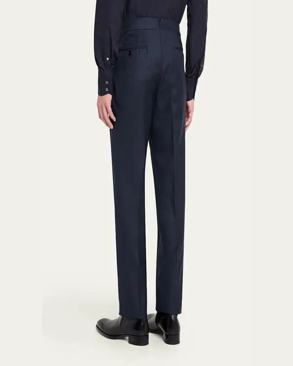 TOM FORD Wool Sharkskin Flat-front Pants