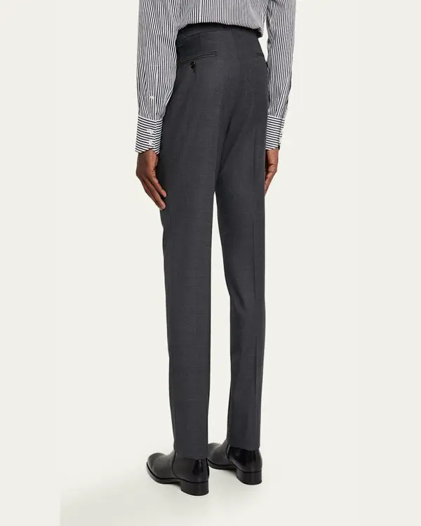 TOM FORD Wool Sharkskin Flat-front Pants