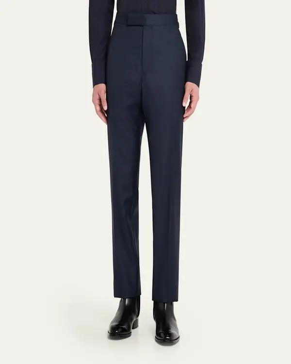 TOM FORD Wool Sharkskin Flat-front Pants