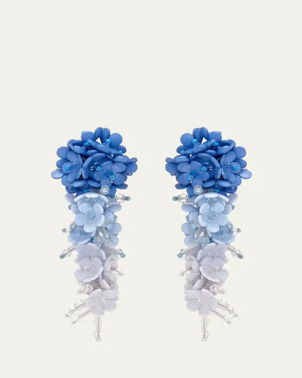 Oscar De La Renta Plexi Flowers Bouquet Clip-on Earrings - Blue