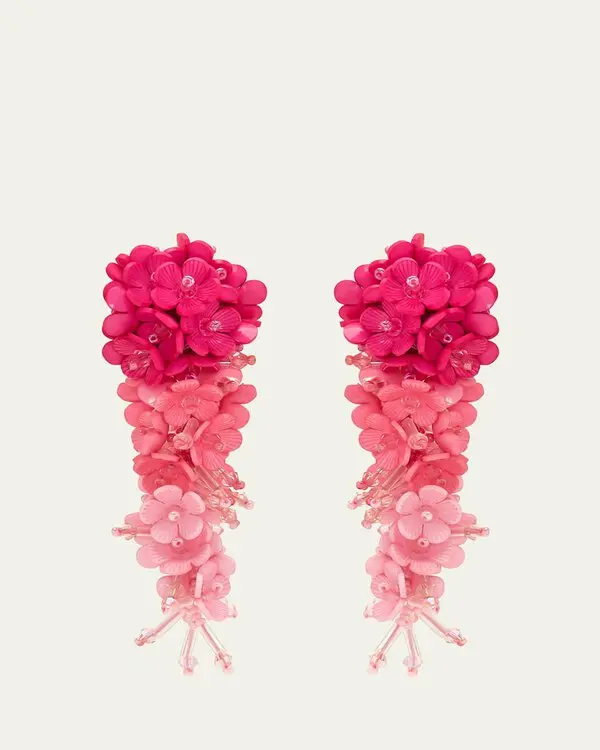 Oscar De La Renta Plexi Flowers Bouquet Clip-on Earrings - Rose