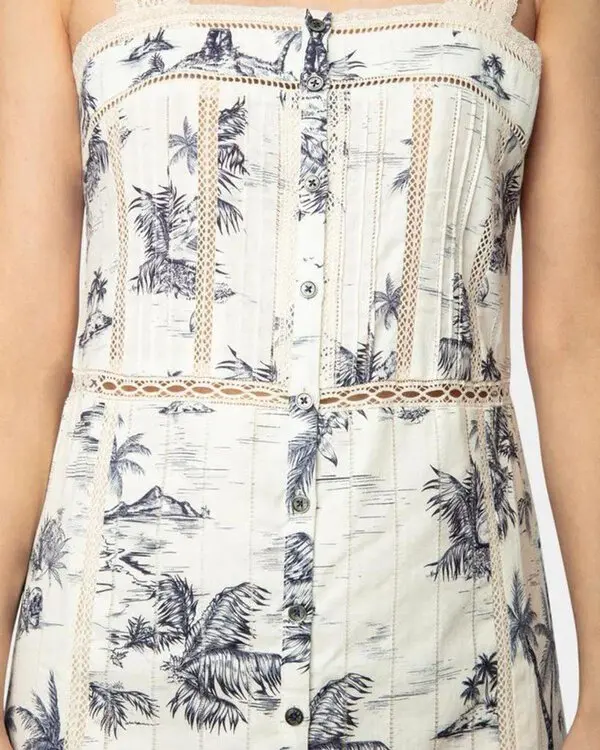 Zadig&Voltaire Renaid Tropical Island Print Midi Dress - Ecru