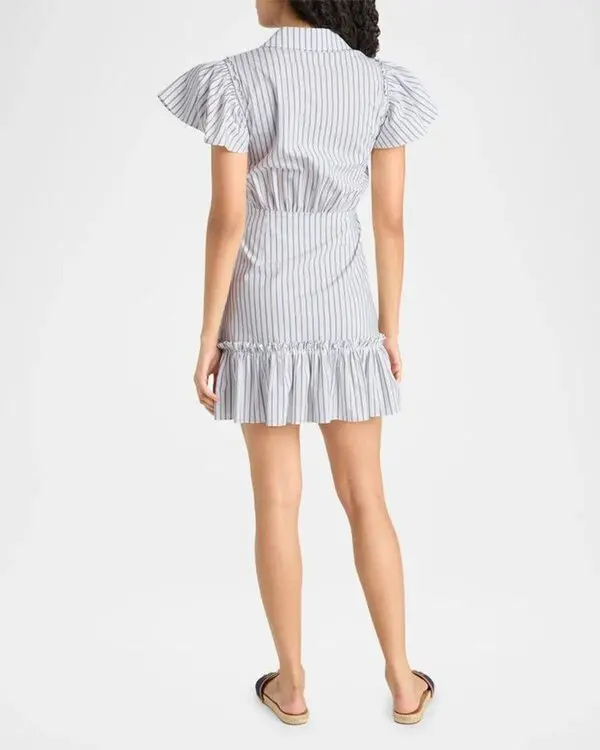 Cinq À Sept Lila Stripe Wrap Mini Dress - White Navy