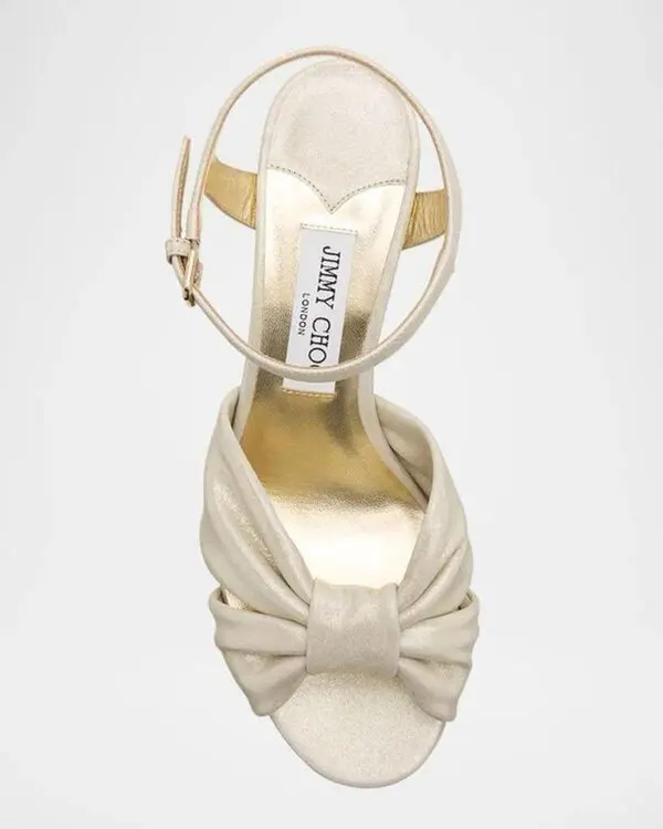 JIMMY CHOO Heloise 80 Shimmer Suede Platform Sandals - Light Soft