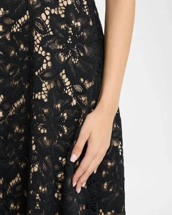 Dorothee Schumacher Lacy Dream Floral Lace Midi Dress - Pure Black