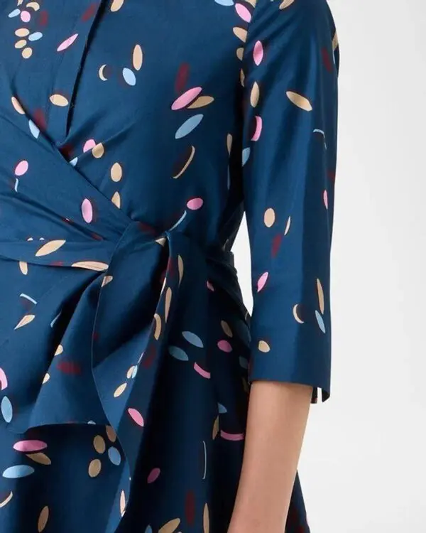 Akris Cotton Poplin Midi Wrap Shirtdress - Ink-multicolor