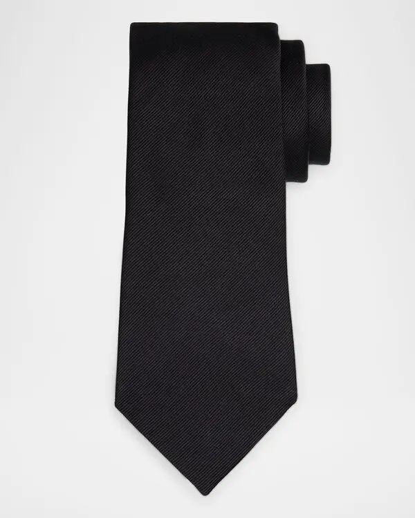 TOM FORD Ribbed Silk Tie - Black