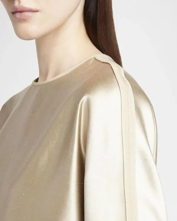 Giorgio Armani Tonal Piping Silk Blouse - Gold