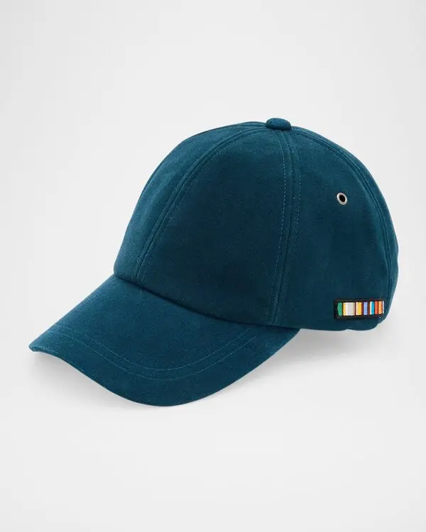 Paul Smith Suede Baseball Cap With Signature Stripe Applique - Ink Blue