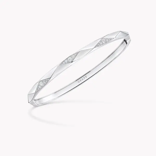 Graff Laurence Signature Faceted Pavé Diamond Bangle - White Gold