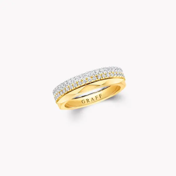 Graff Laurence Signature Three-row Layered Diamond Ring - White Gold And Yellow Gold