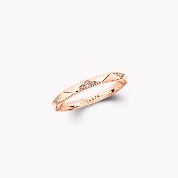 Graff Laurence Signature Faceted Diamond Wedding Band - Rose Gold