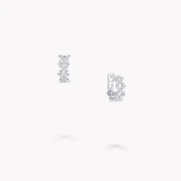 Graff Classic Butterfly Diamond Petite Hoop Earrings - White Gold