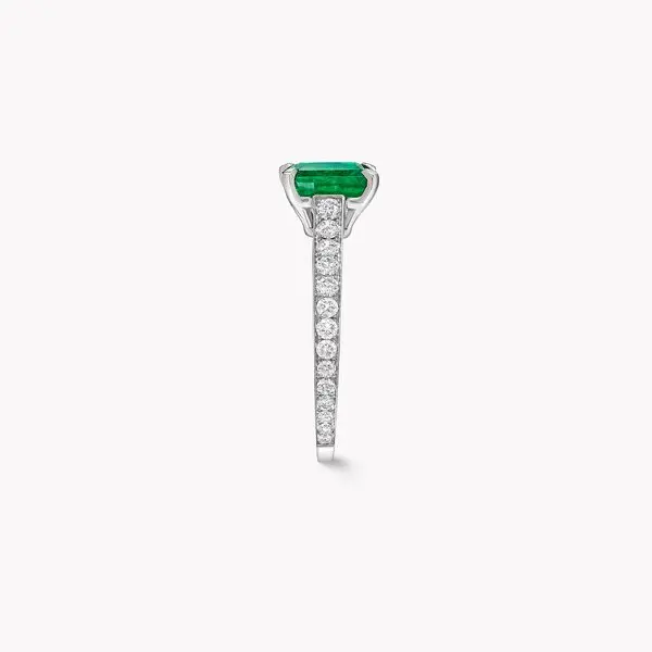 Graff Flame Emerald Cut Emerald And Diamond Ring