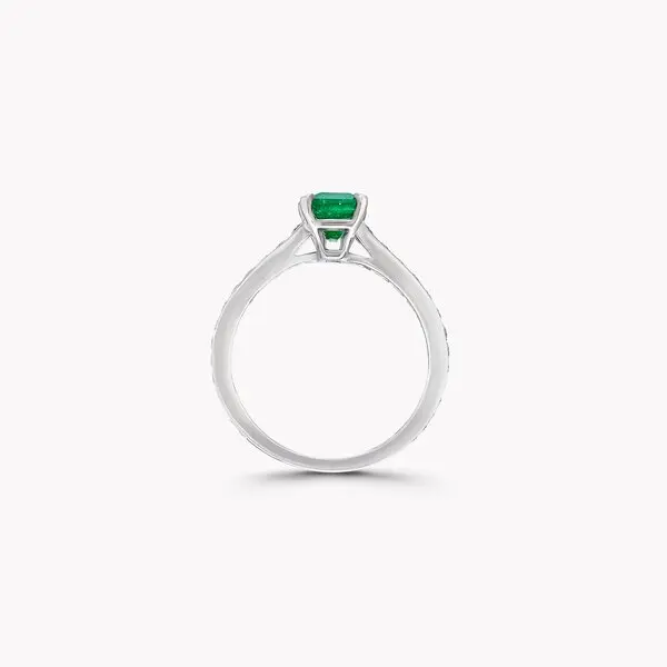 Graff Flame Emerald Cut Emerald And Diamond Ring